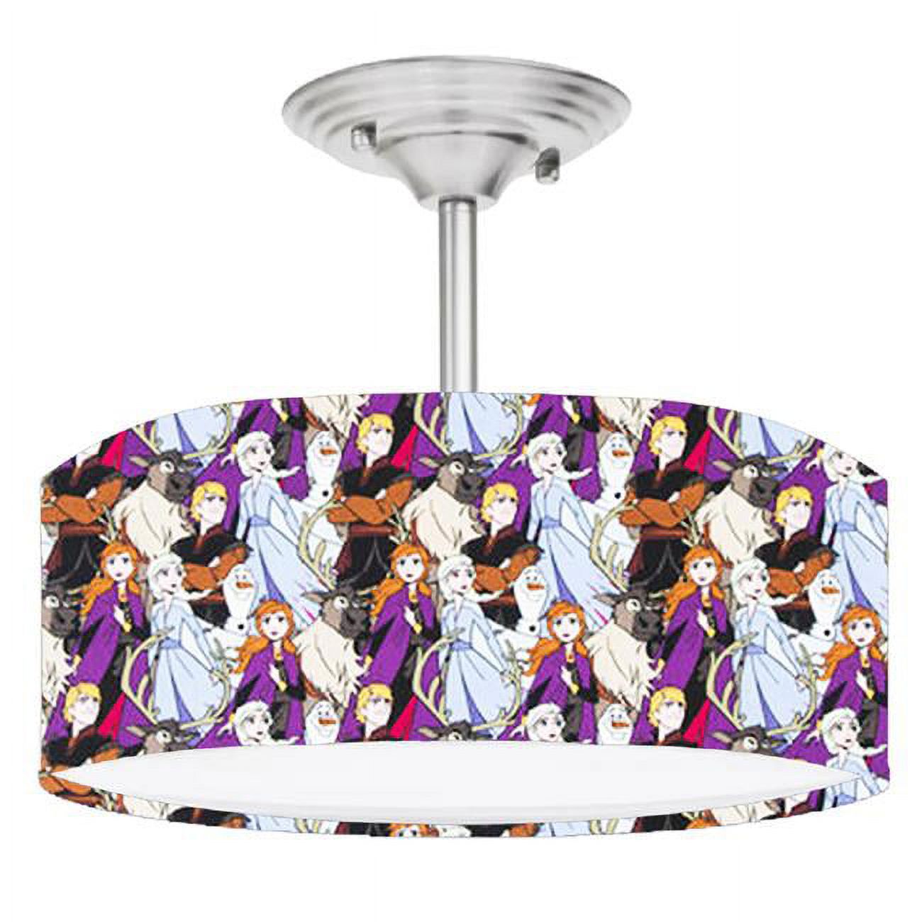 888 Cool Fans DR-0001023 Frozen 2-Light Brushed Nickel Drum Style LED ...