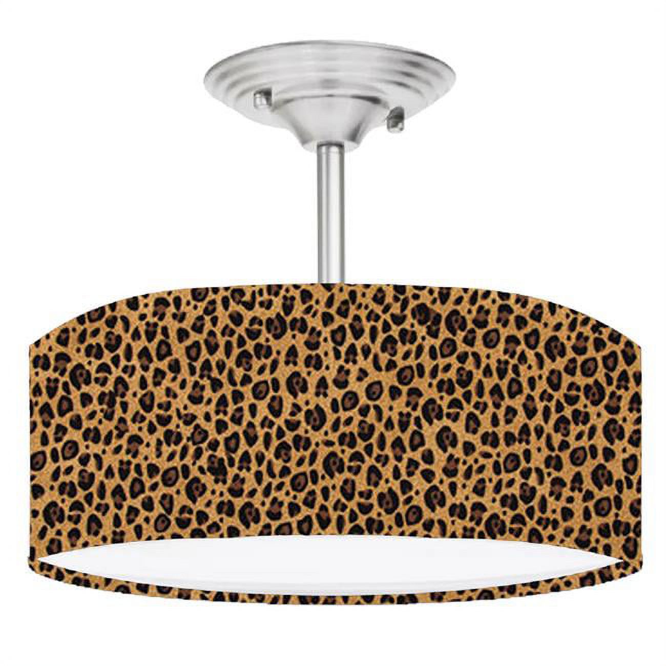 888 Cool Fans DR-0001030 Cheetah Leopard 2-Light Brushed Nickel Drum ...