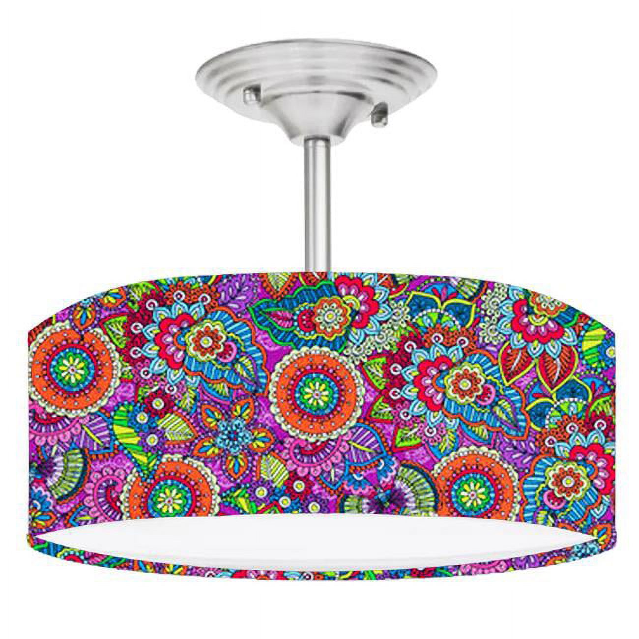 888 Cool Fans DR-0001032 Butterfly Floral 2-Light Brushed Nickel Drum ...