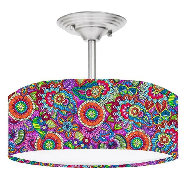 888 Cool Fans DR-0001032 Butterfly Floral 2-Light Brushed Nickel Drum ...