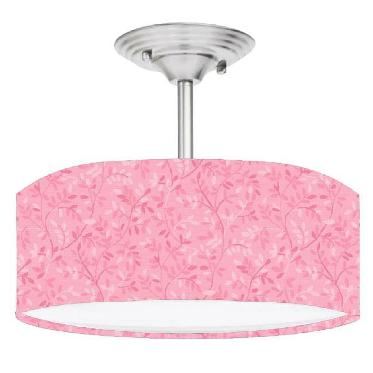 888 Cool Fans DR-0001067 Pretty Pink Vines 2-Light Brushed Nickel Drum ...