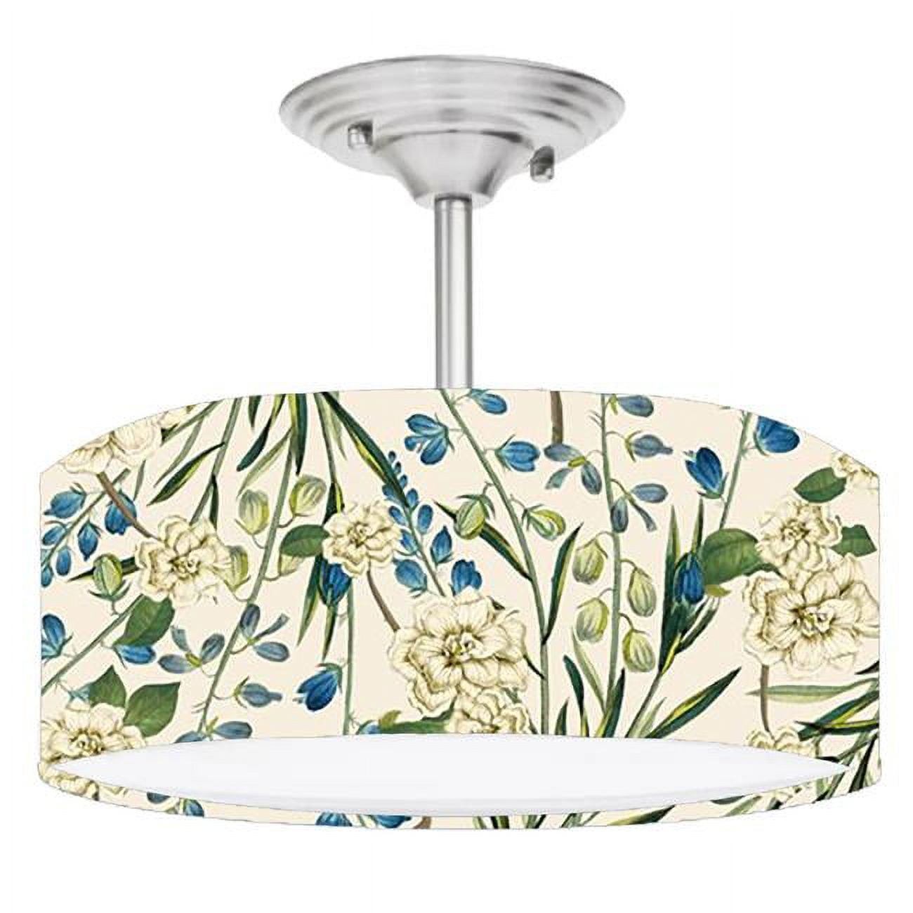 888 Cool Fans DR-0001100 Beautiful White & Blue Floral 2-Light Brushed ...