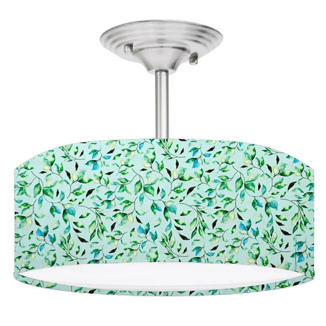 888 Cool Fans DR-0001106 Blue Green Vines Floral 2 Light Brushed Nickel ...