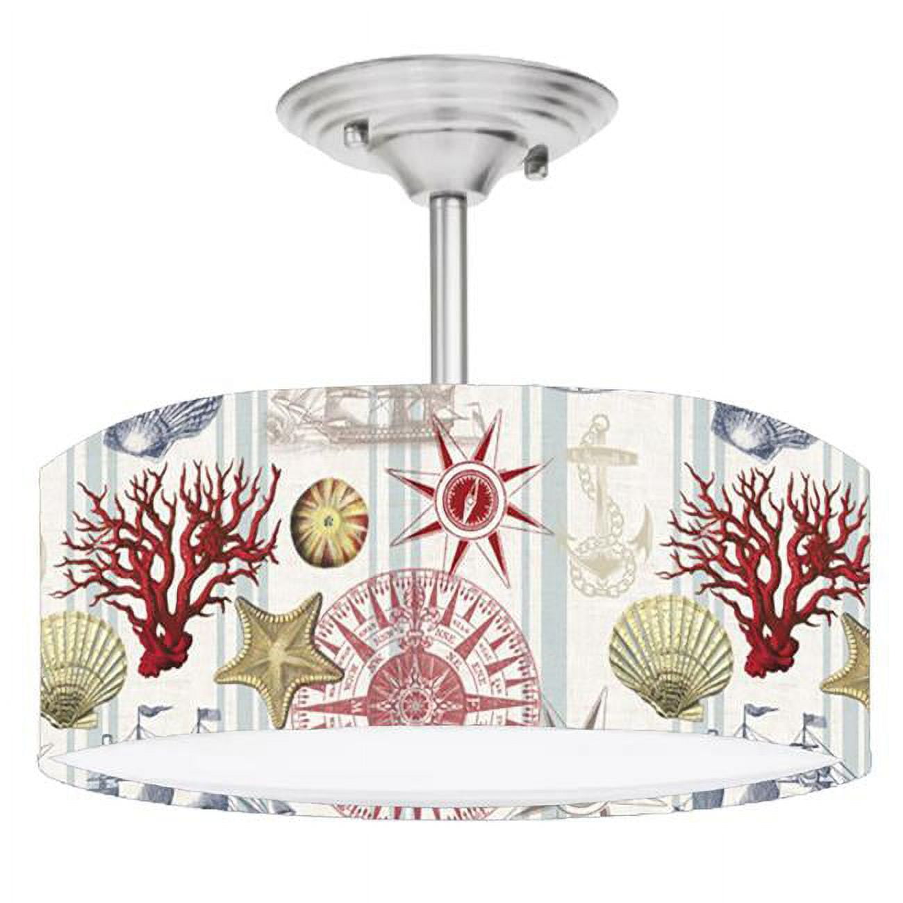 888 Cool Fans DR-0001108 Nautical Vintage Ocean Life 2 Light Brushed ...