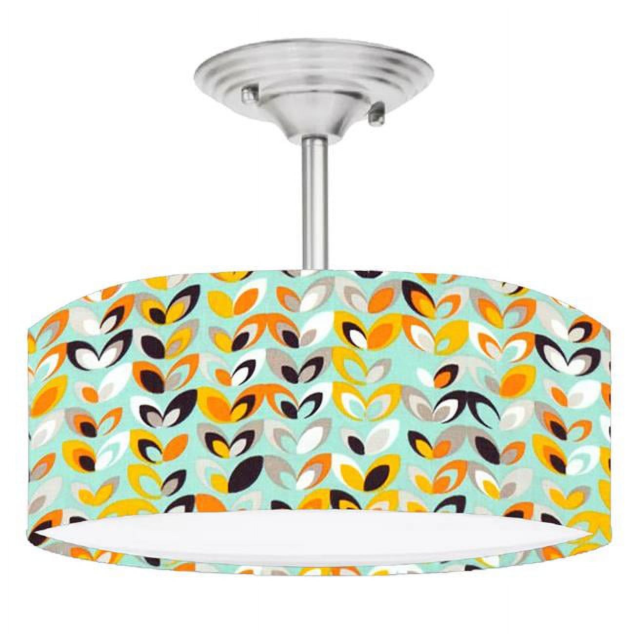 888 Cool Fans DR-0001121 MCM Mid Century 2 Leaves 2 Light Brushed Nickel Drum Style LED Lamp ...