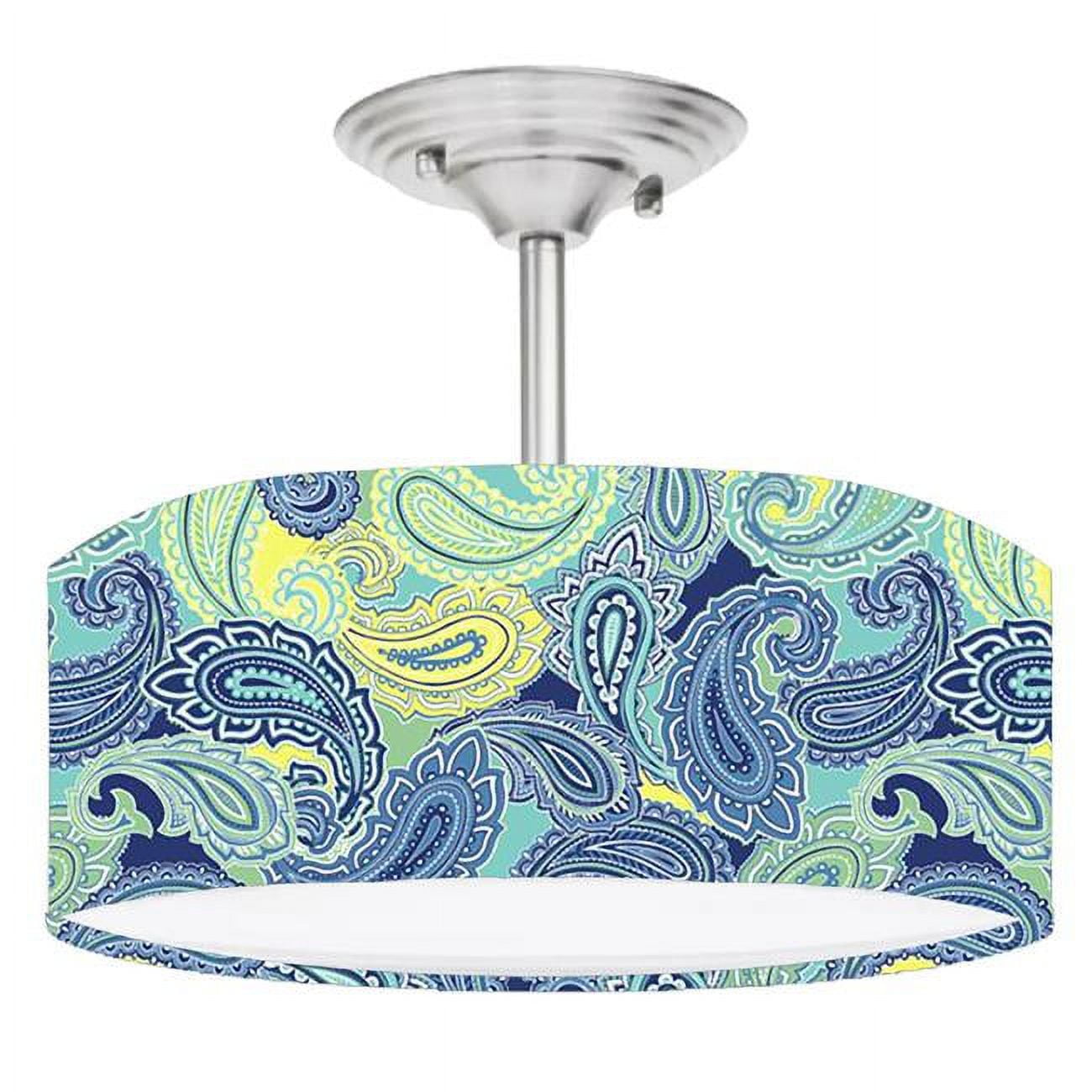 888 Cool Fans DR-0001122 Blue Ocean Paisley 2 Light Brushed Nickel Drum ...