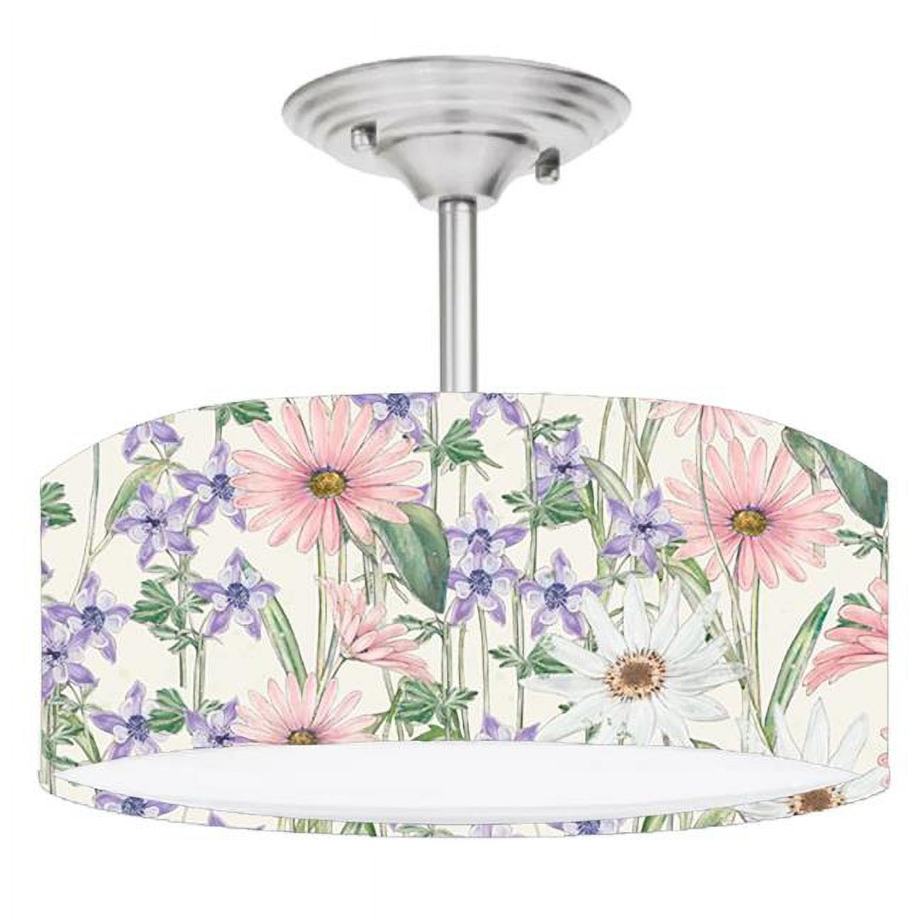 888 Cool Fans DR-0001142 Wildflower 2-Light Brushed Nickel Drum Style ...