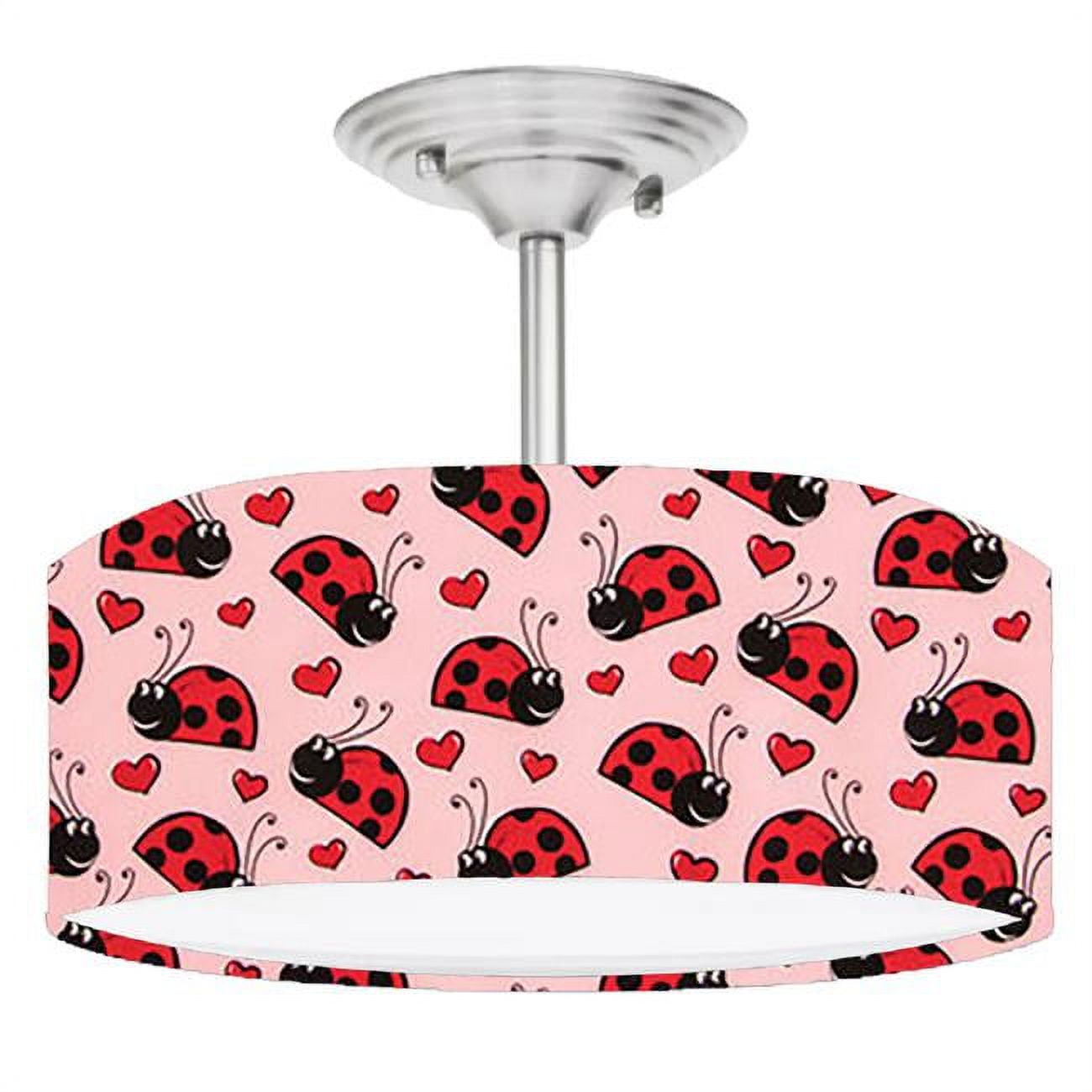 888 Cool Fans DR-0001154 Ladybug Ladybugs 2-Light Brushed Nickel Drum ...
