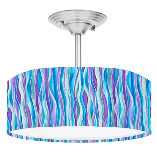 888 Cool Fans DR-0001165 Ocean Waves 2-Light Brushed Nickel Drum Style LED Lamp Fixture ...