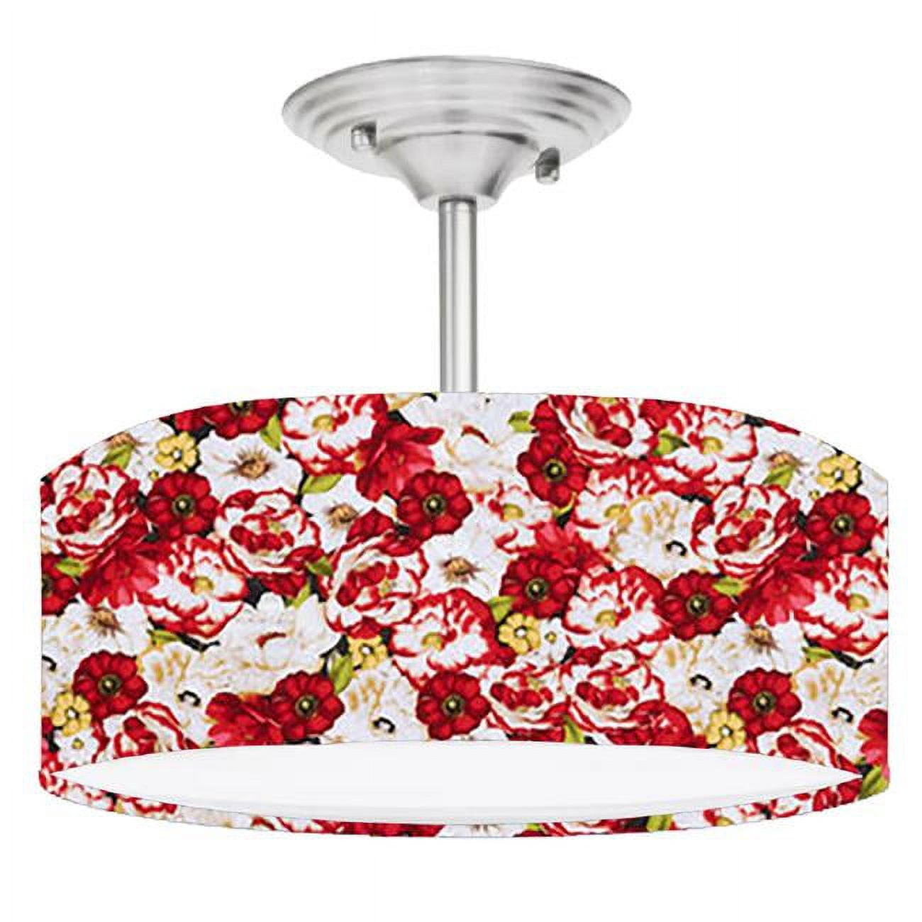 888 Cool Fans DR-0001167 Red & White Roses Floral 2-Light Brushed ...