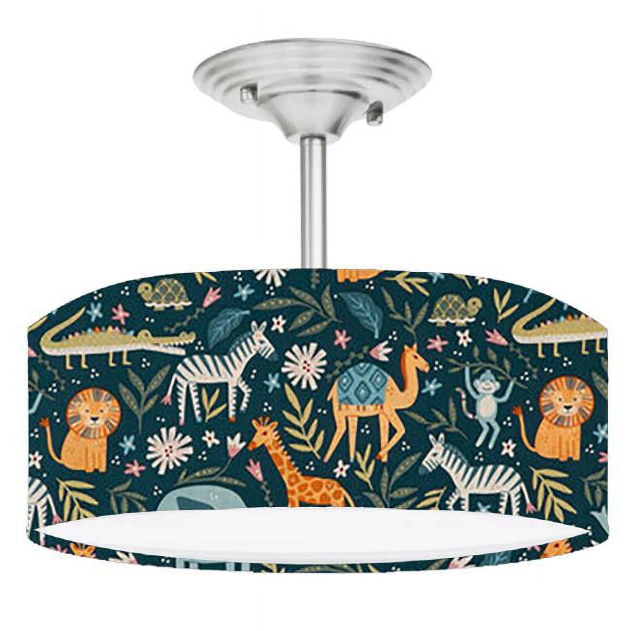 888 Cool Fans DR-0001168 Abstract Animals 2-Light Brushed Nickel Drum ...