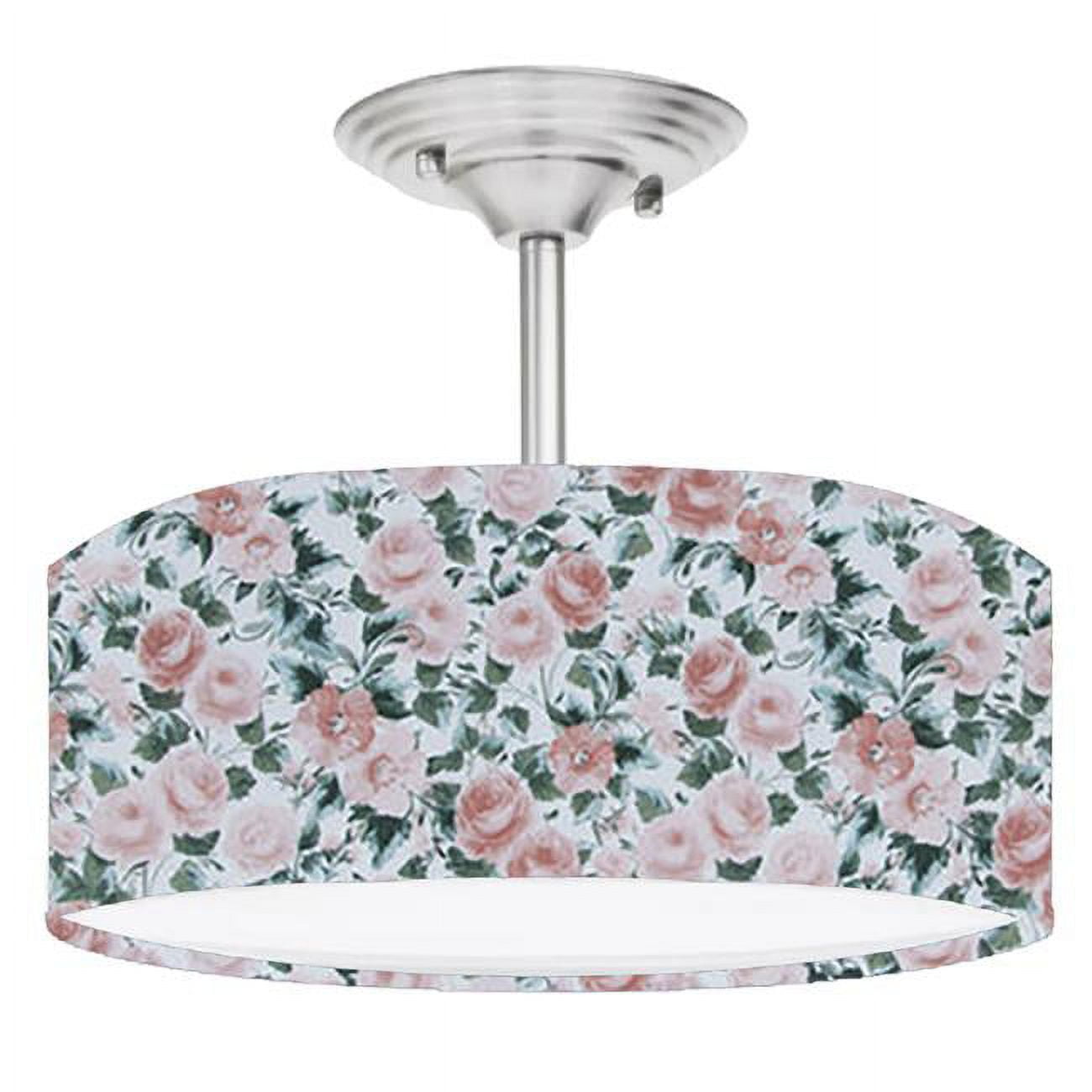 888 Cool Fans DR-0001172 Leafy Roses Floral 2-Light Brushed Nickel Drum ...