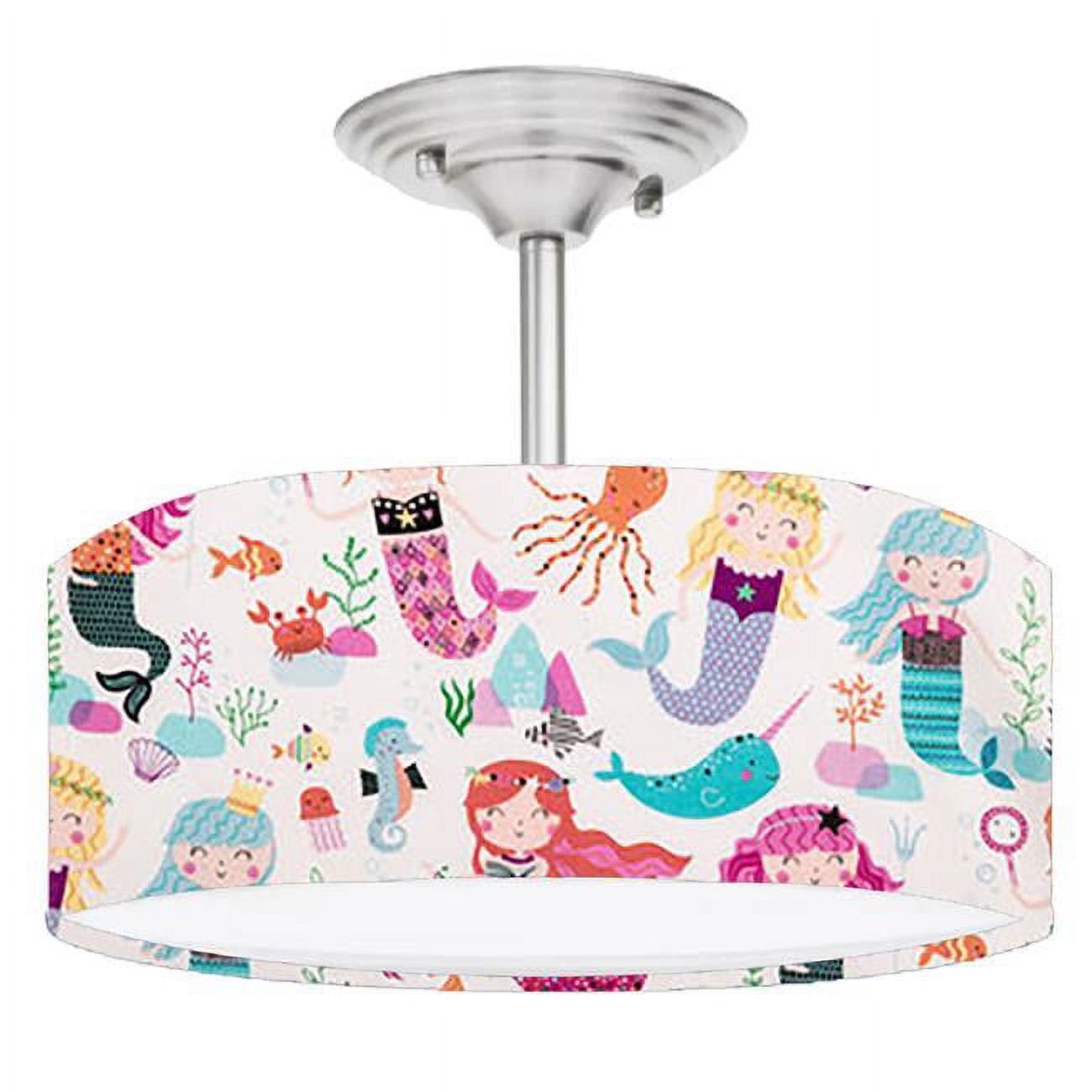 888 Cool Fans DR-0001175 Play Sea Life Mermaids 2-Light Brushed Nickel ...