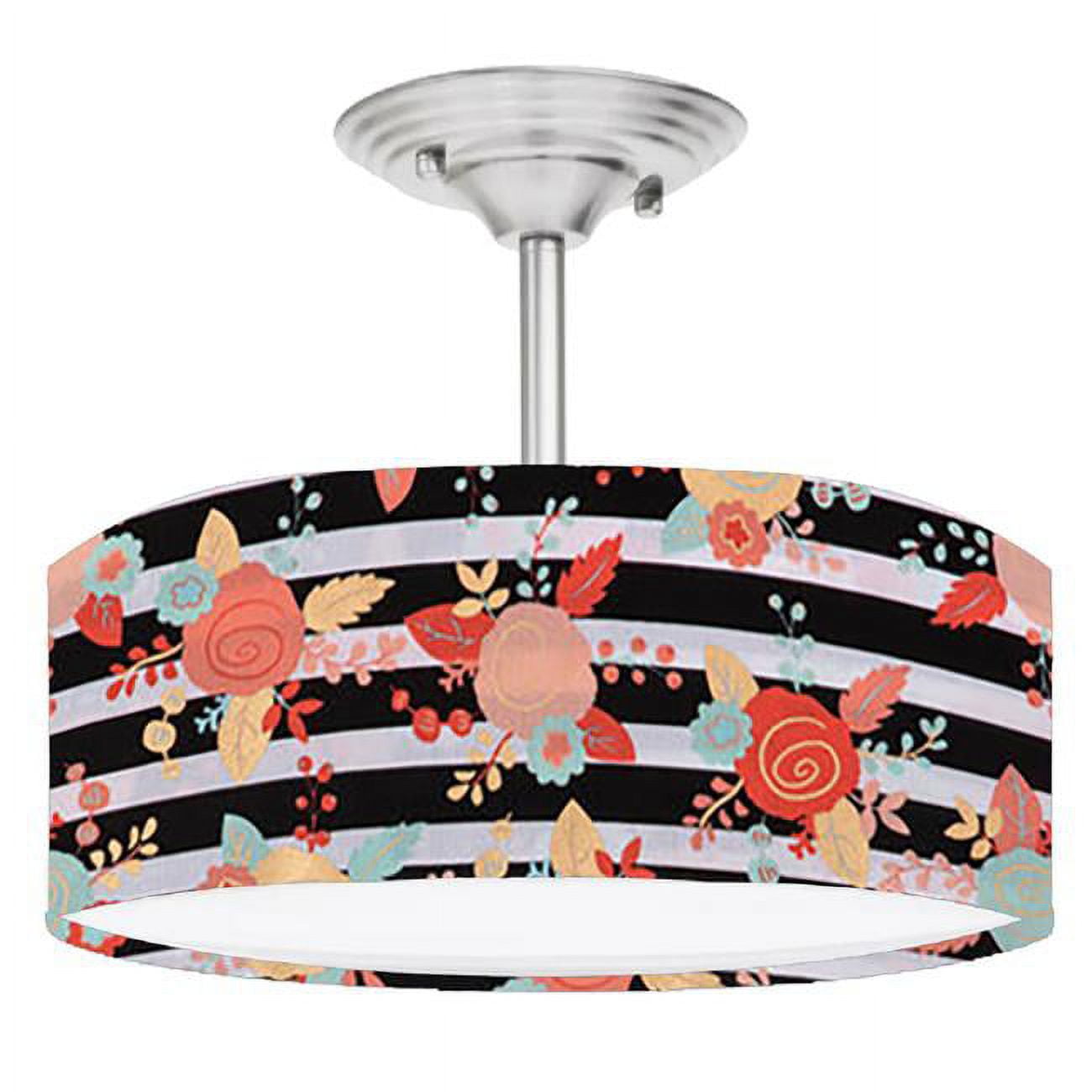888 Cool Fans DR-0001194 Coral Roses on Black White Stripe 2-Light ...
