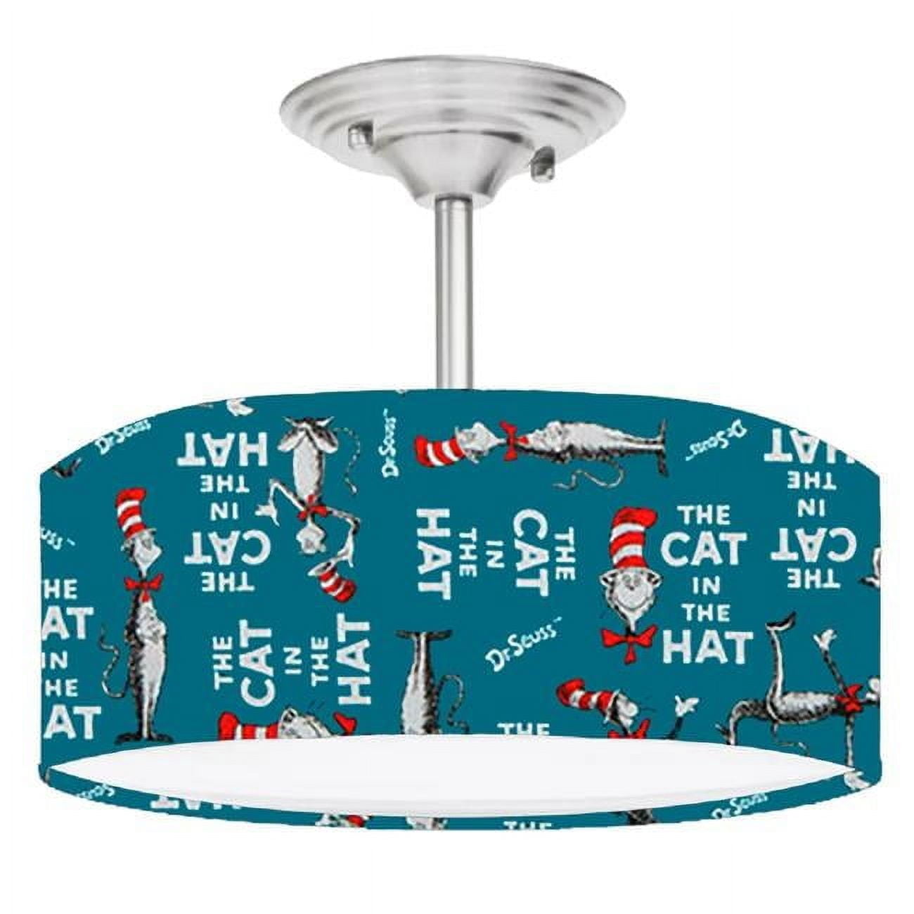 888 Cool Fans DR-0001201 Cat in the Hat 2-Light Brushed Nickel Drum Style LED Lamp Fixture ...