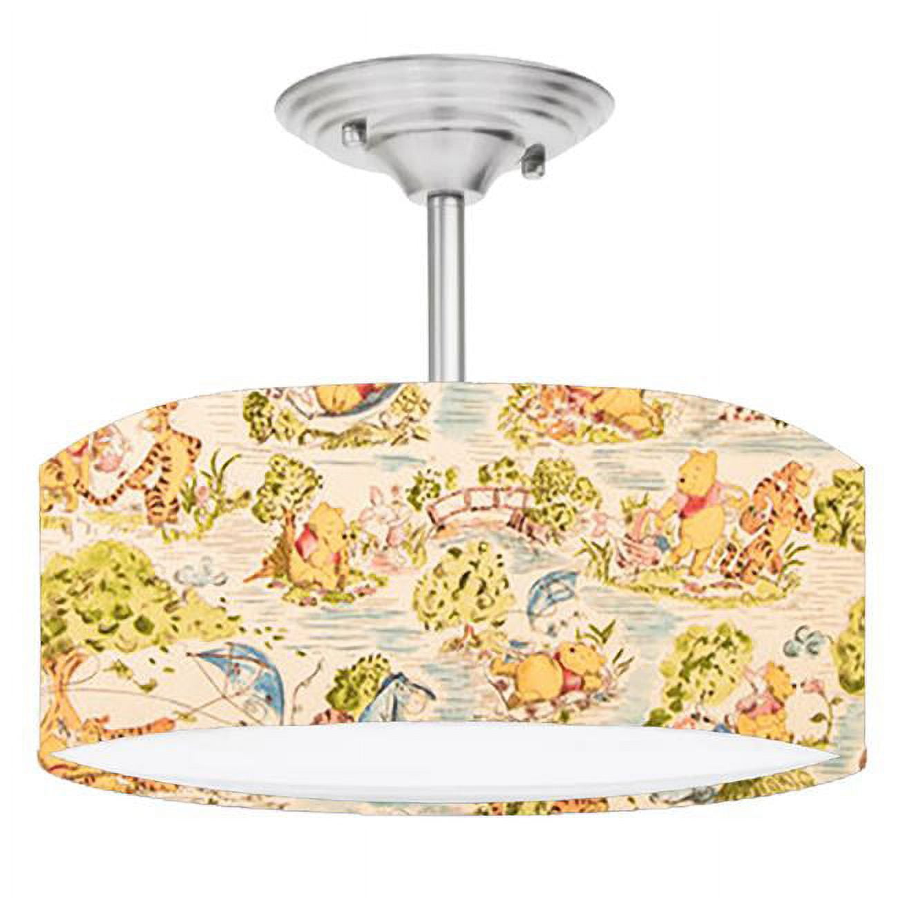 888 Cool Fans DR-0001208 Winnie the Pooh Blustery Day 2-Light Brushed Nickel Drum Style LED Lamp ...