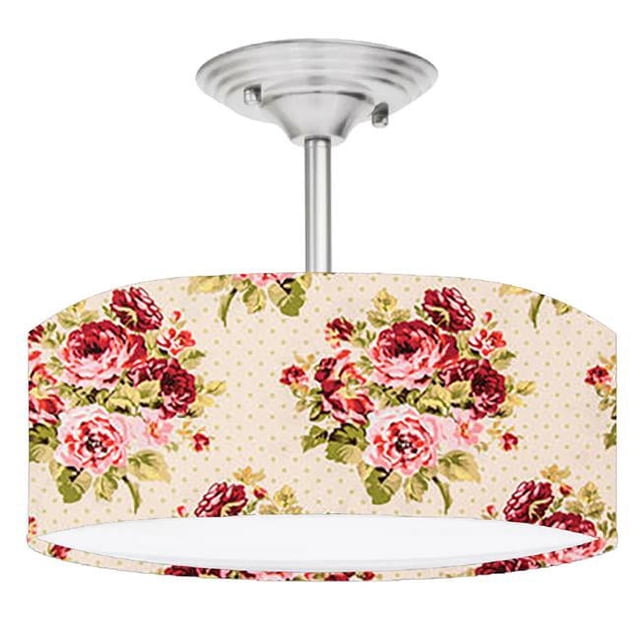 888 Cool Fans DR-0001211 Vintage Roses on Ivory 2-Light Brushed Nickel ...