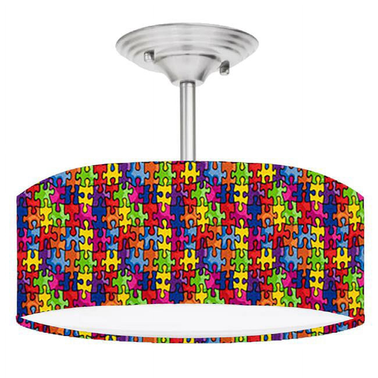 888 Cool Fans DR-0001216 Autism Puzzle Pieces 2-Light Brushed Nickel ...