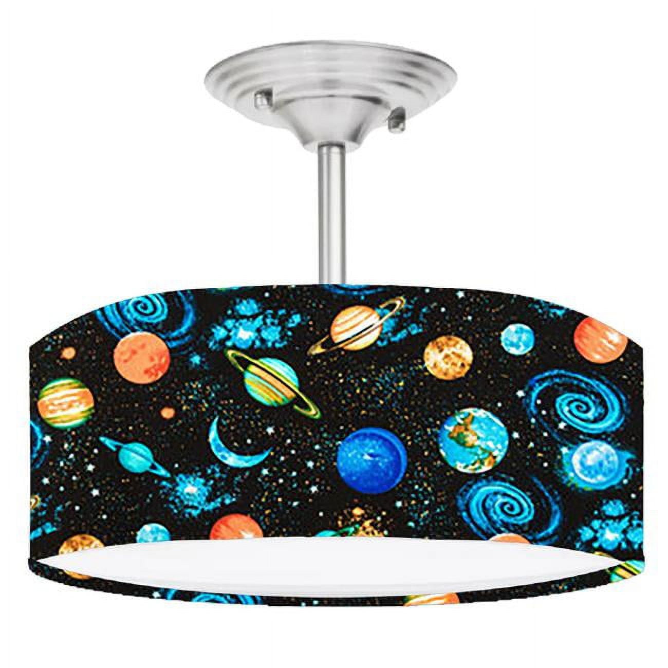 888 Cool Fans DR-0001222 Planets Outer Space 2-Light Brushed Nickel ...