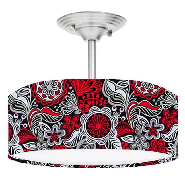 888 Cool Fans DR-0001227 Sabrina Black & Red Floral 2-Light Brushed ...