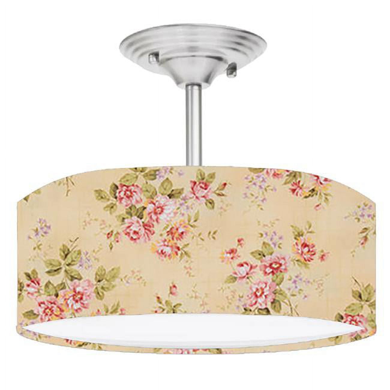 888 Cool Fans DR-0001232 Vintage Little Pink Roses on Yellow Brushed ...