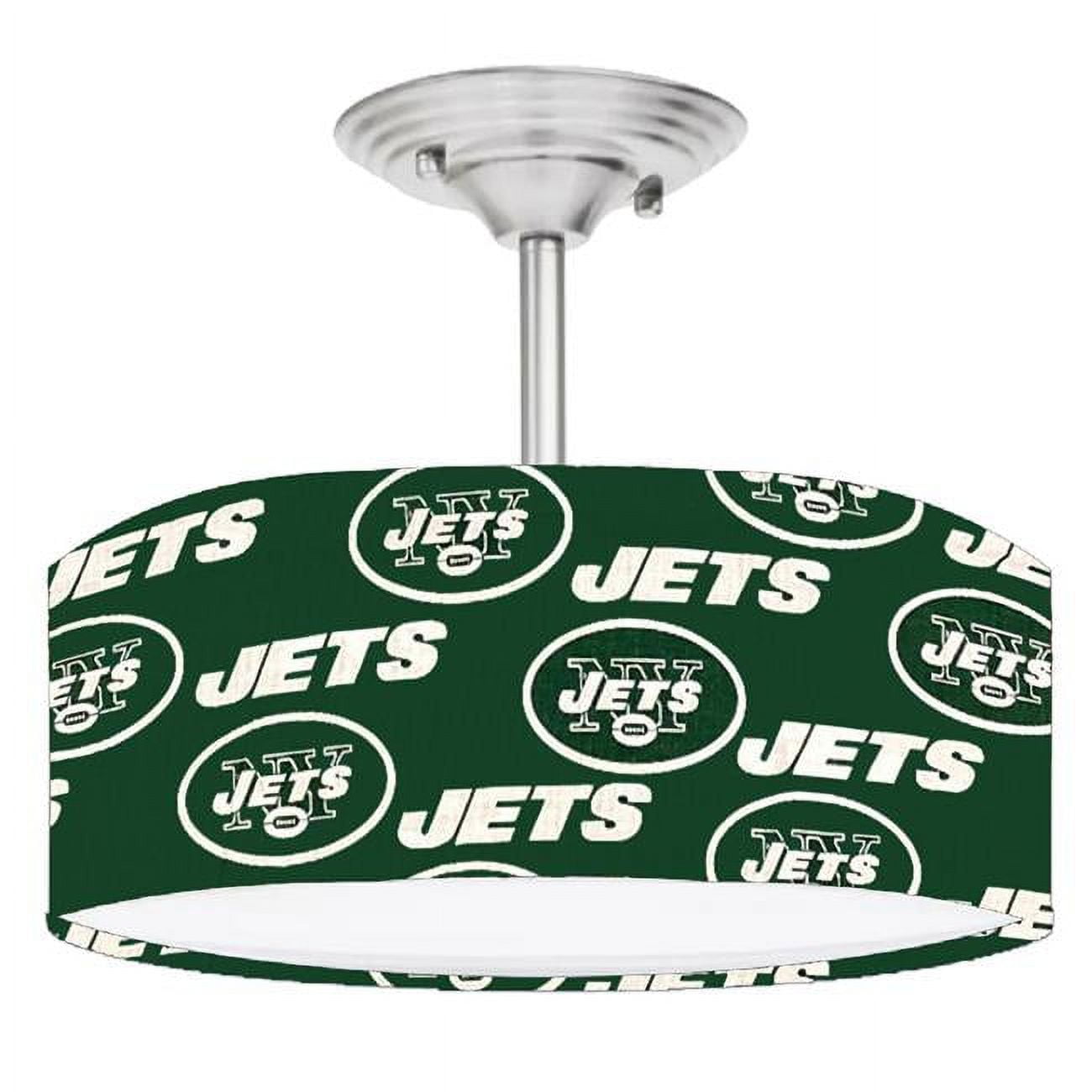 888 Cool Fans DR-0001370 Jets NFL Football 2-Light Brushed Nickel Drum ...