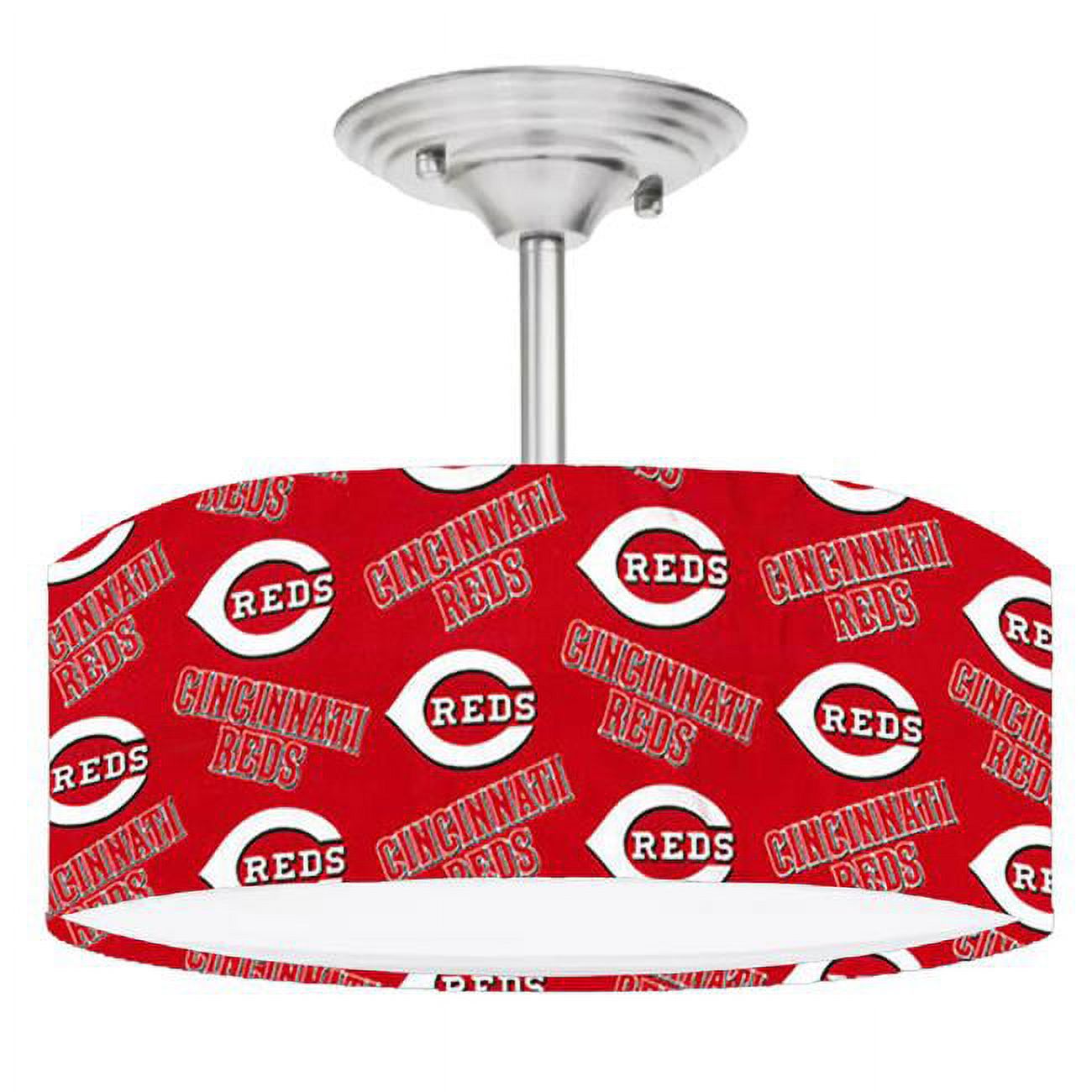 888 Cool Fans DR-0001378 Reds MLB Baseball 2-Light Brushed Nickel Drum ...