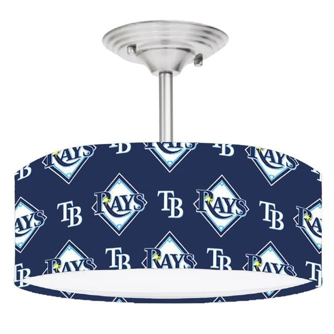888 Cool Fans DR-0001385 Rays MLB Baseball 2-Light Brushed Nickel Drum ...