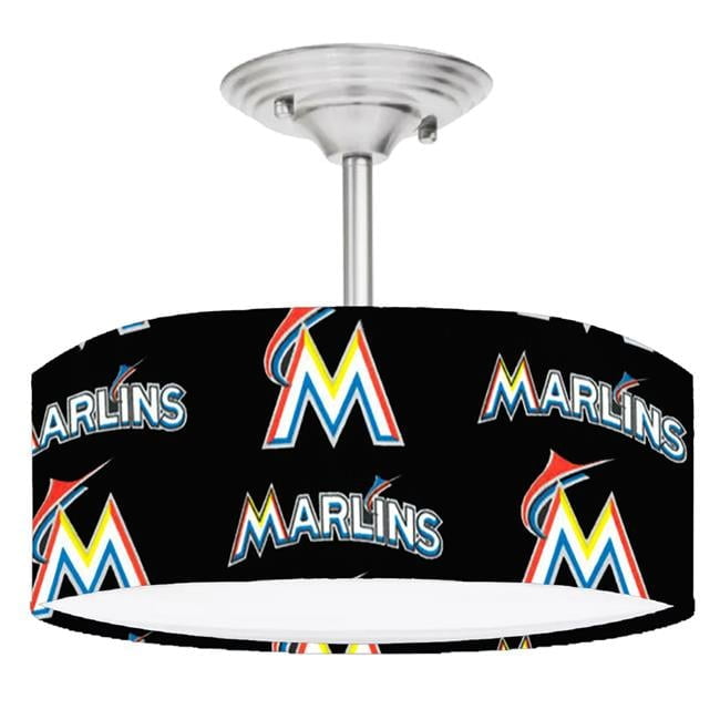 888 Cool Fans DR-0001386 Marlins MLB Baseball 2-Light Brushed Nickel ...