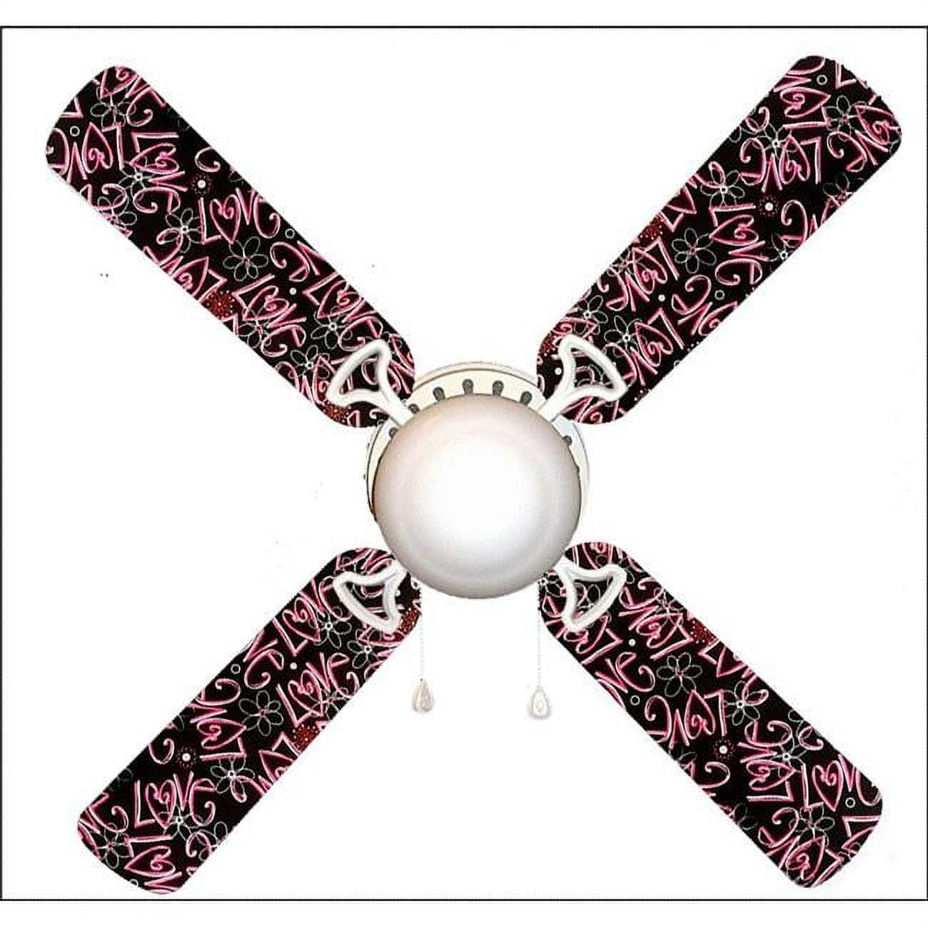 888 Cool Fans F42-0001043 42 in. Girls Pink & Black Girly Love 4-Blades ...