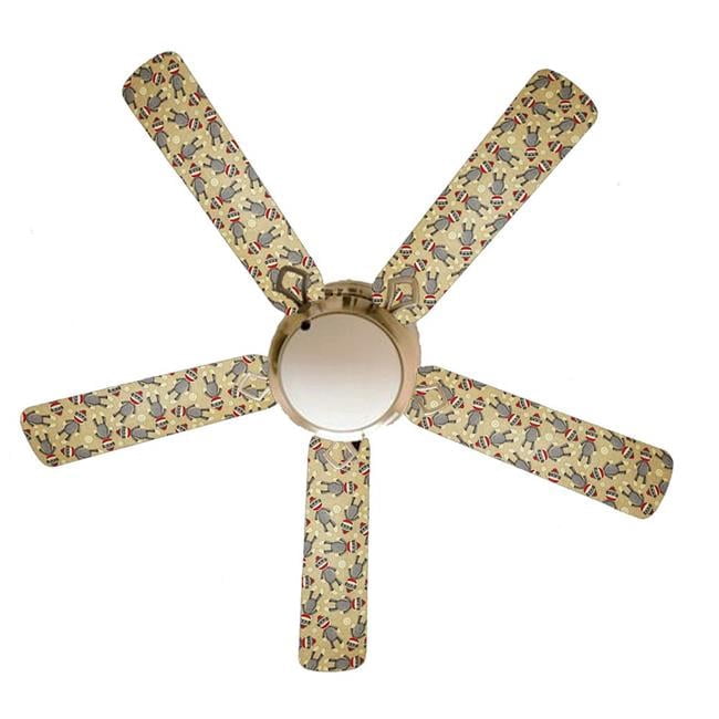 888 Cool Fans F52-0001018 52 in. Classic Sock Monkeys 5-Blades White ...