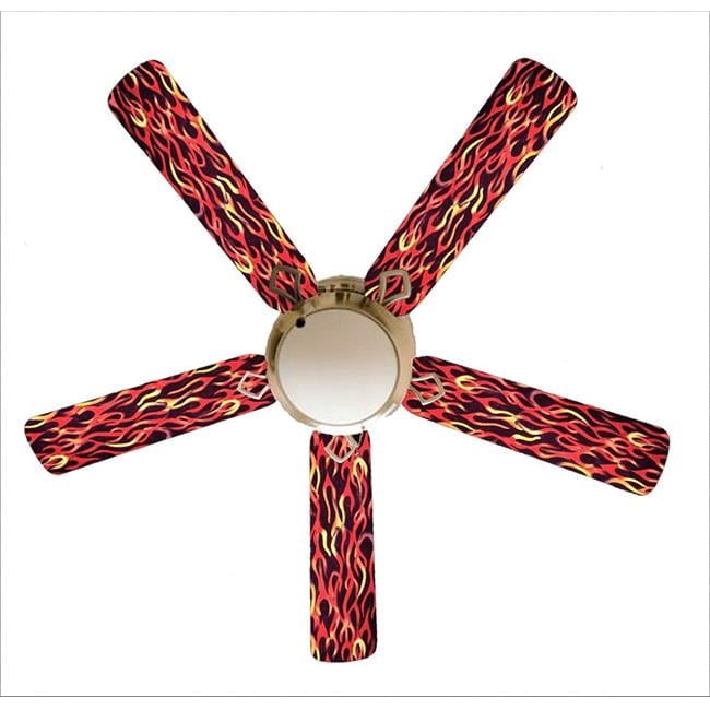 888 Cool Fans F52-0001049 52 in. Hot Rod Flames 5-Blades White Ceiling ...