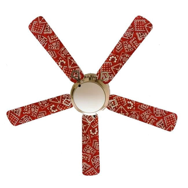 888 Cool Fans F52-0001094 52 in. Red Bandana 5-Blades White Ceiling Fan ...
