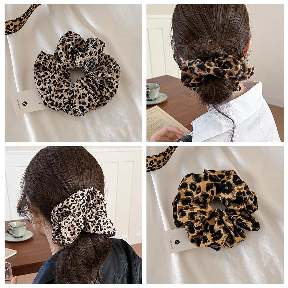 888# Deep leopard print large intestine hair ring retro hot girl ...