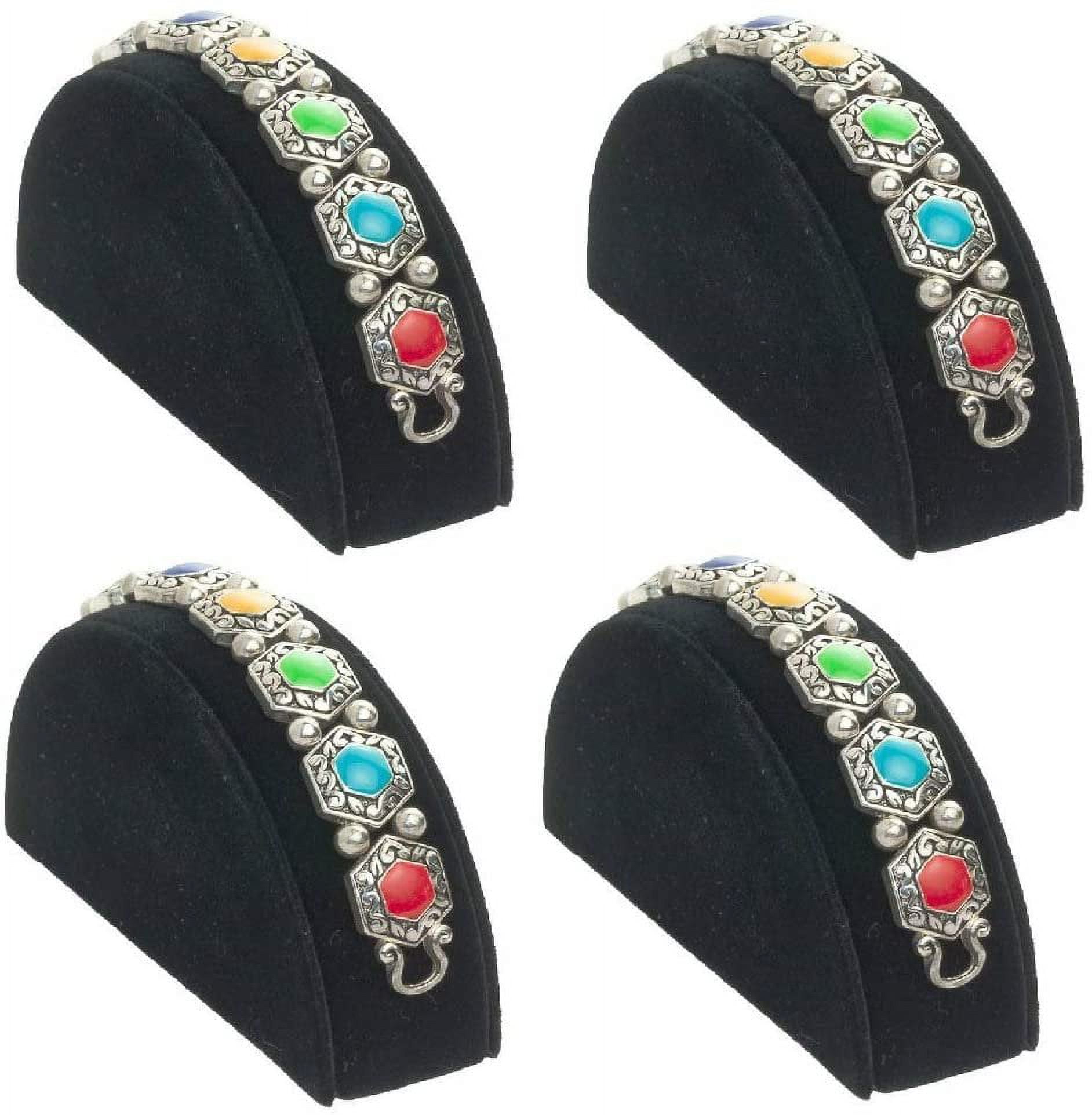 888 Display - 4 Piece Set Black Velour Half Moon Bracelet Showcase ...