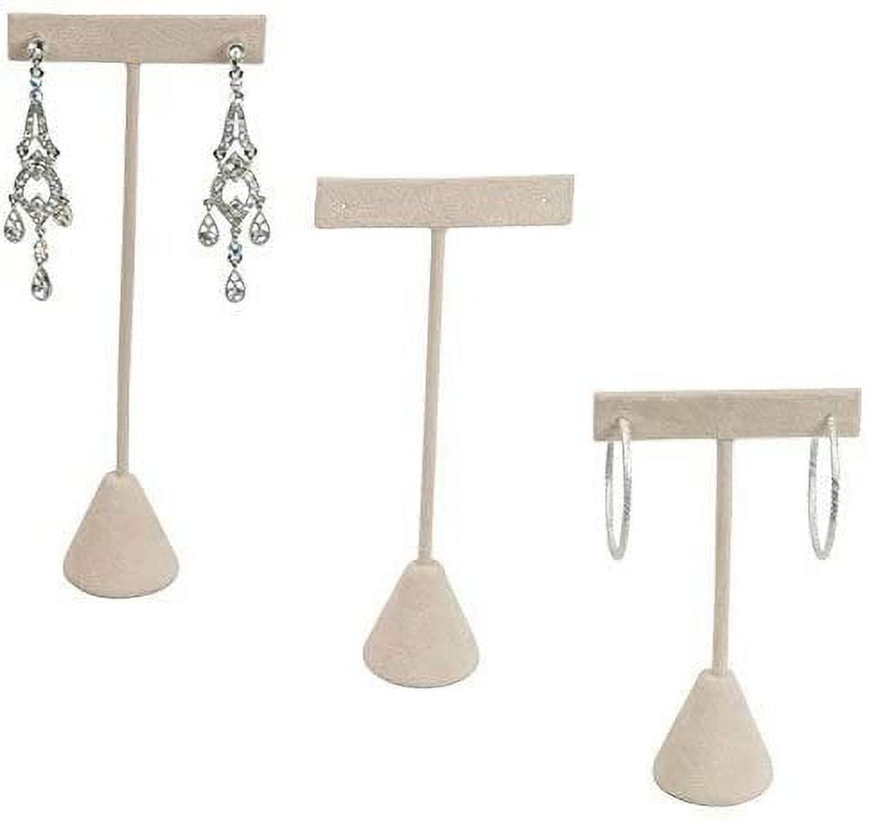 888 Display USA - 3 Beige Faux Suede Earring T Stand Showcase Displays ...