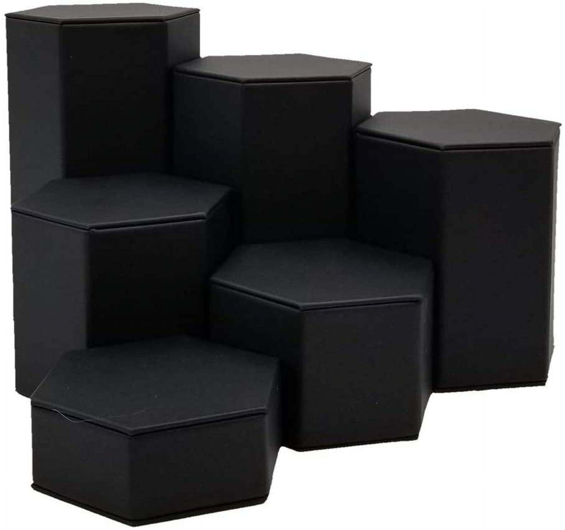 888 Display USA, Inc 6 Piece Deluxe Hexagon Shaped Black Leatherette ...