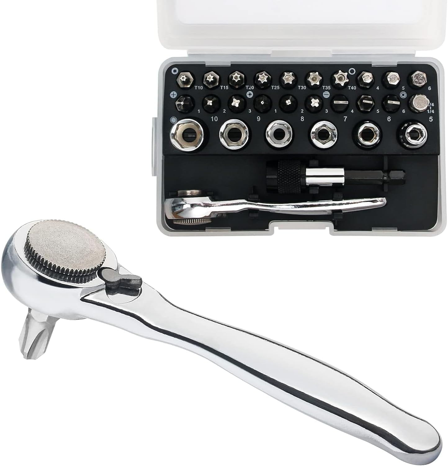 8888 1/4 Mini Ratchet Set 28pcs Right Angle Screwdriver and Bit with ...