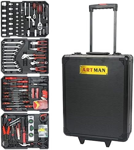 889 Pcs Aluminum Trolley Case Tool Set with Wheels, Four-Layer Tool Kit ...