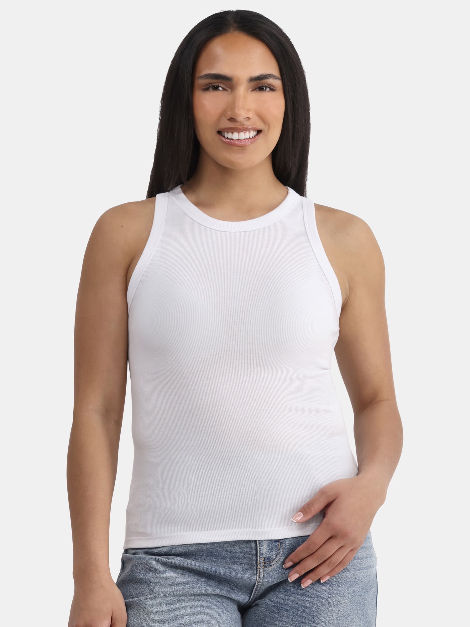 Time and Tru Women's High Neck Ribbed Tank Top, Sizes XS-XXXL - Walmart.com