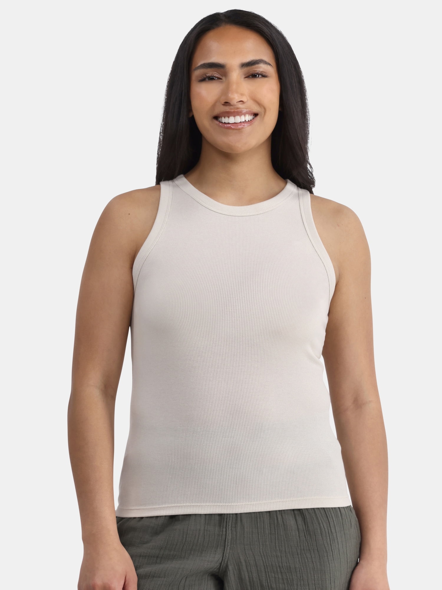 Time and Tru Women's High Neck Ribbed Tank Top, Sizes XS-XXXL - Walmart.com