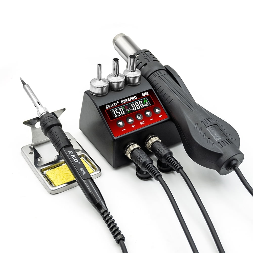 8898Pro Soldering Station with LCD Display, 2-in-1 Rework Station Hot ...