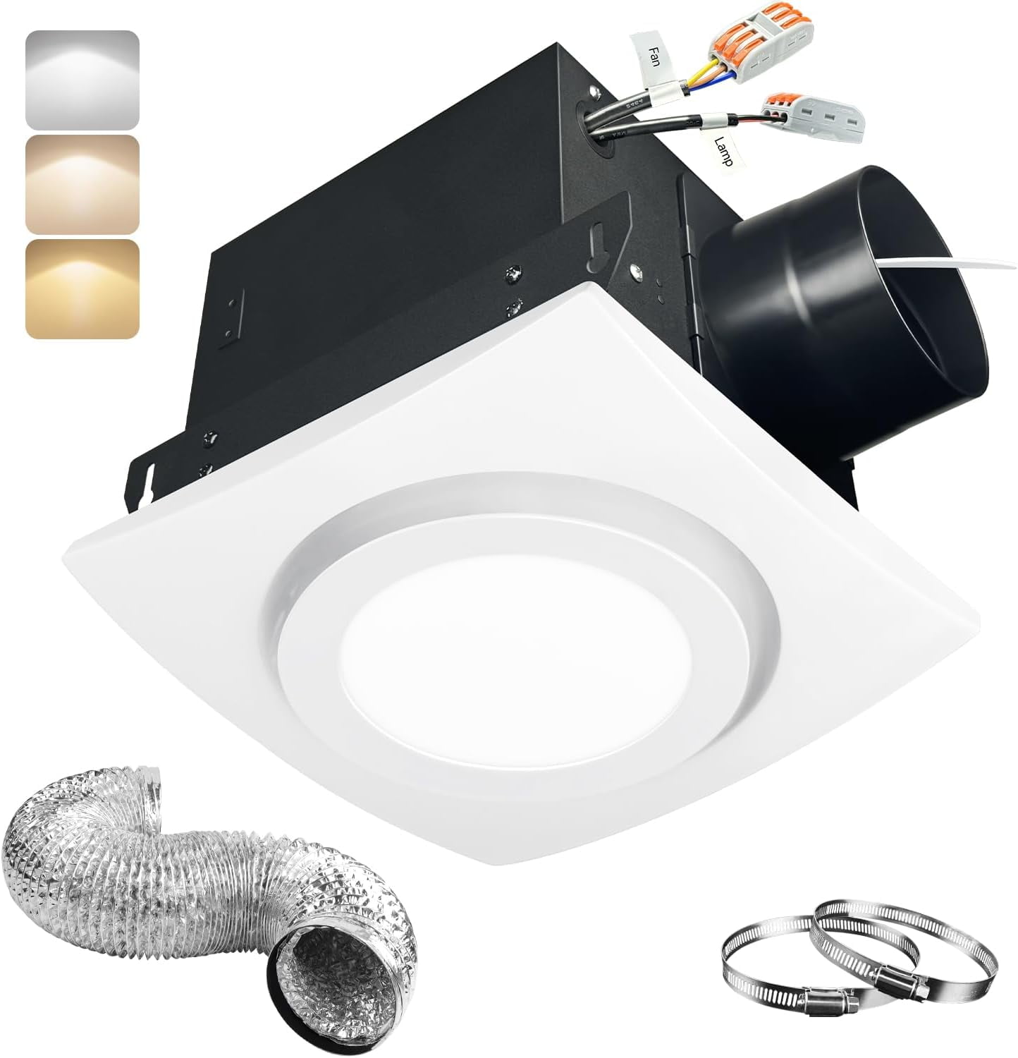 88CFM 1.0 Sone Bathroom Exhaust Fan with Light, Ultra-Quiet Bathroom ...