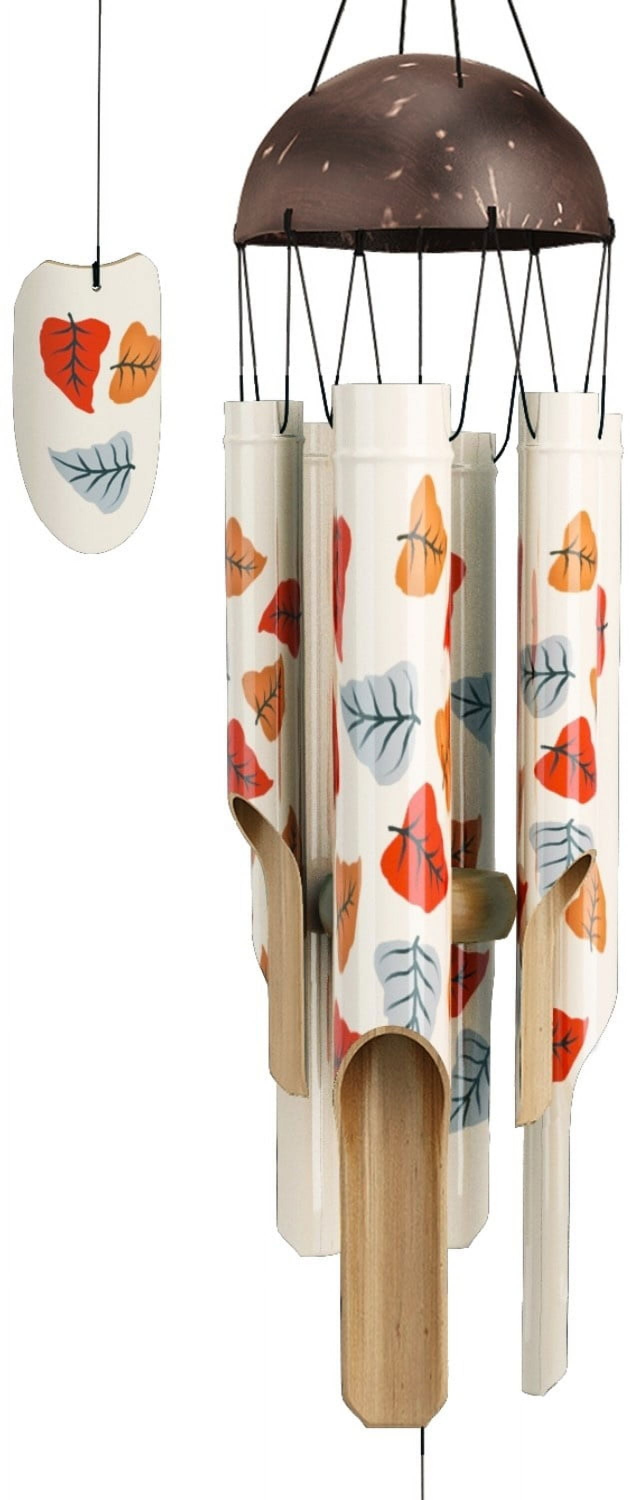 88Craft Artwork Bamboo Wind Chimes Hand-Drawn Autumn Art Unique Decor ...