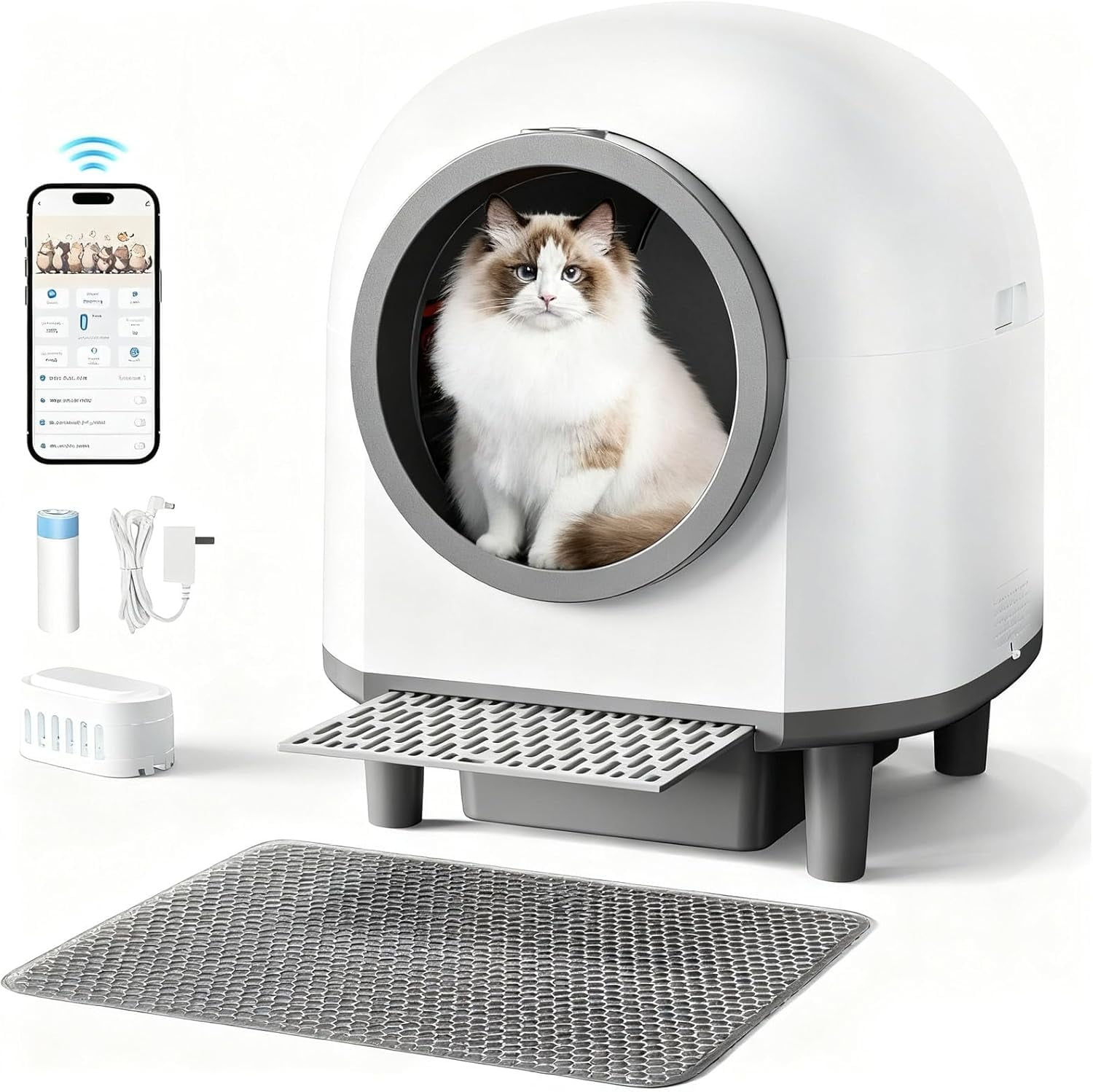 88L Large Self-Cleaning Automatic Cat Litter Box for Multiple Cats ...