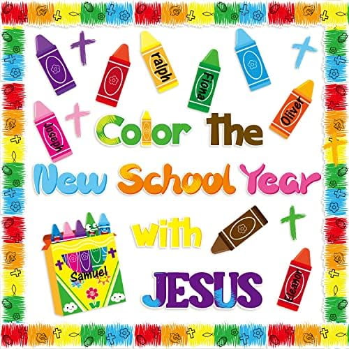 88Pcs Color the New School Year with JESUS Christian Bulletin Board Set ...