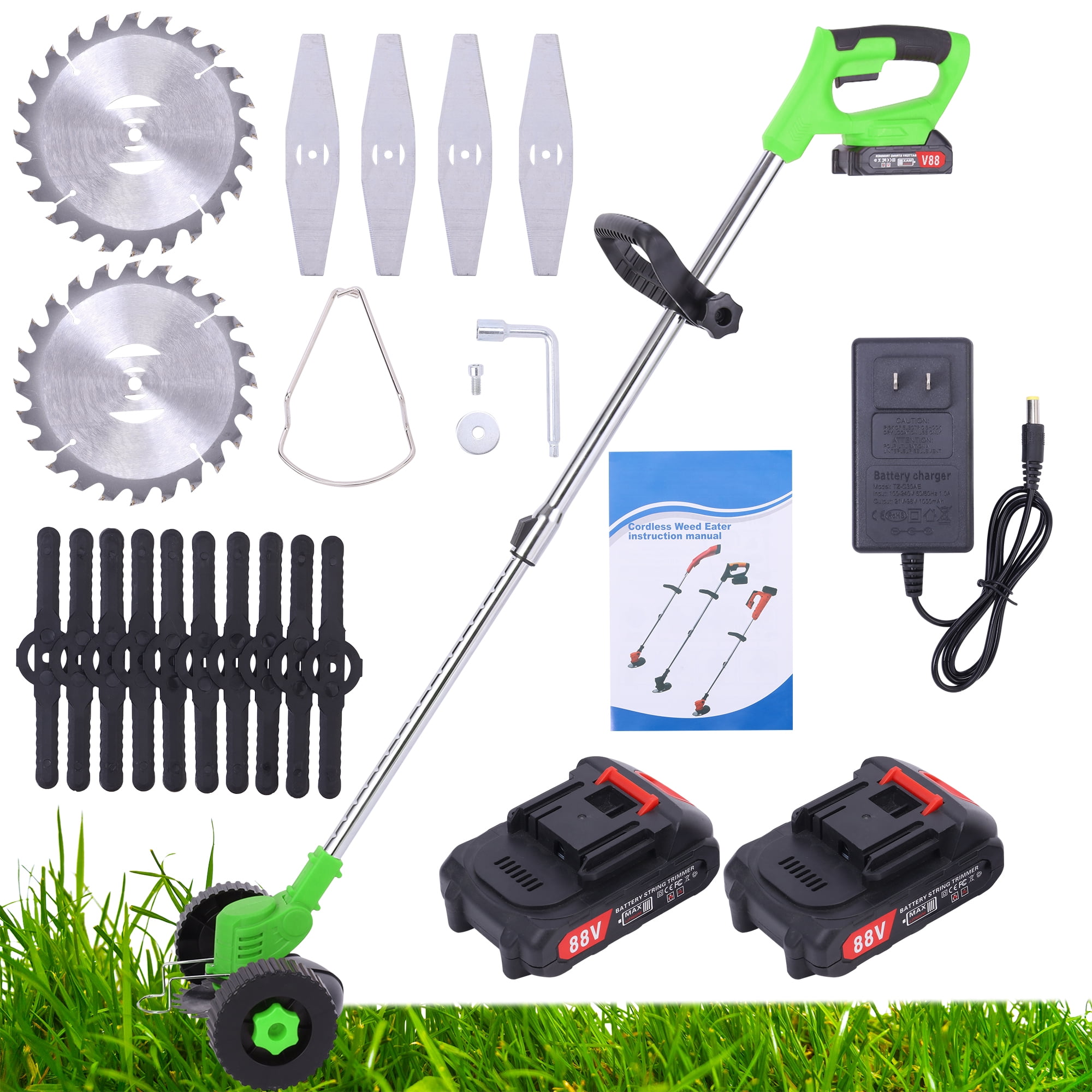 88V Grass Edger Lawn Tool, Electric Weed Eater Lightweight Grass ...