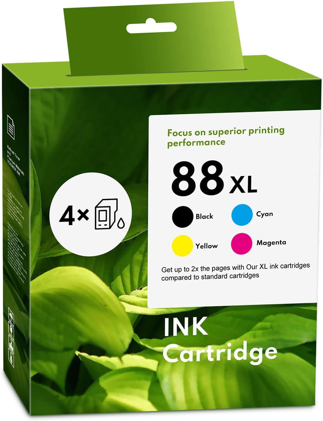 88XL Black, Cyan, Magenta, Yellow Ink Cartridge (4-Pack) | Replacement for HP 88XL Ink ...