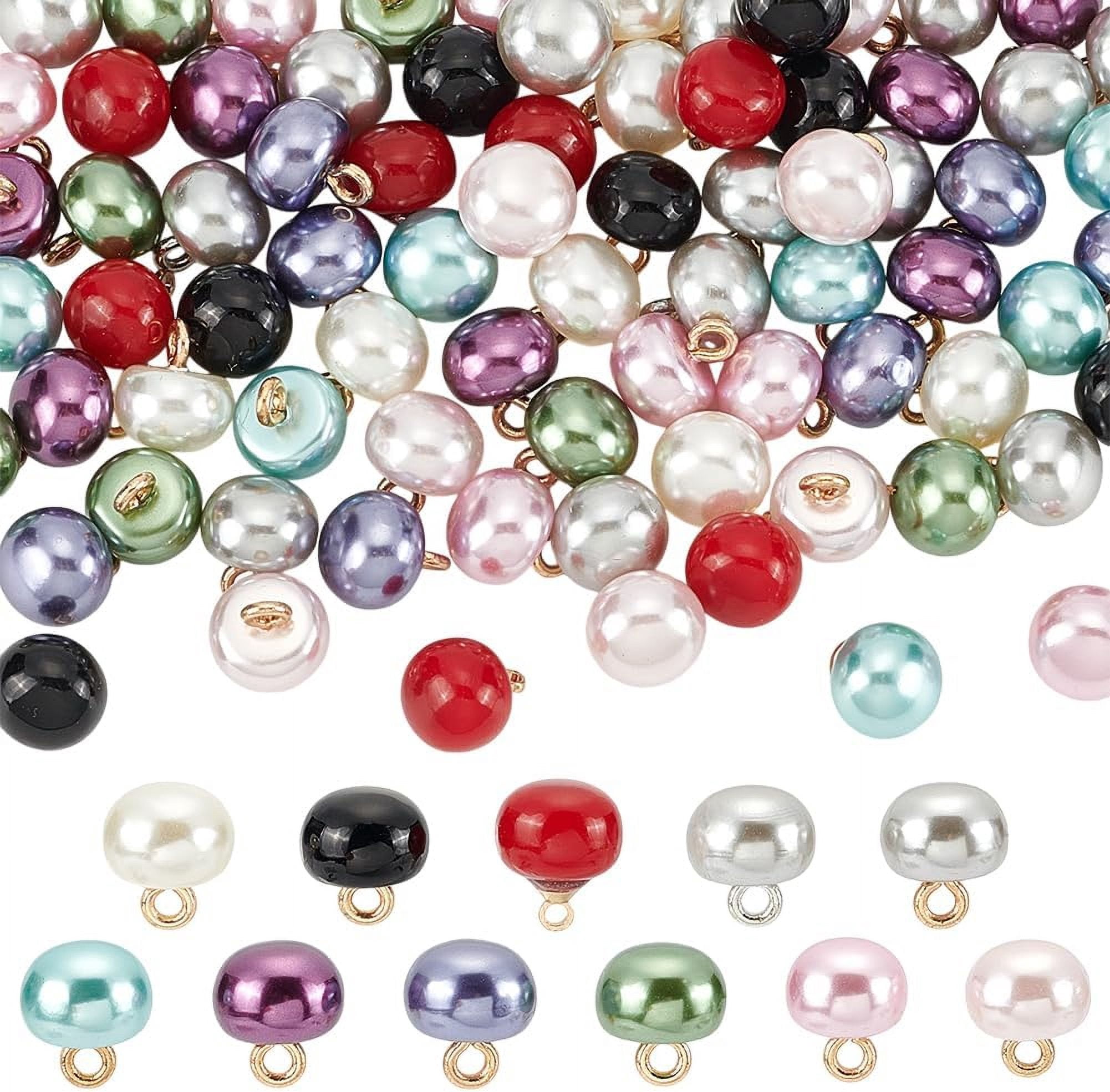 88pcs 11 Colors Pearl Buttons Half Resin Dome Cap 10mm Round Pearl ...