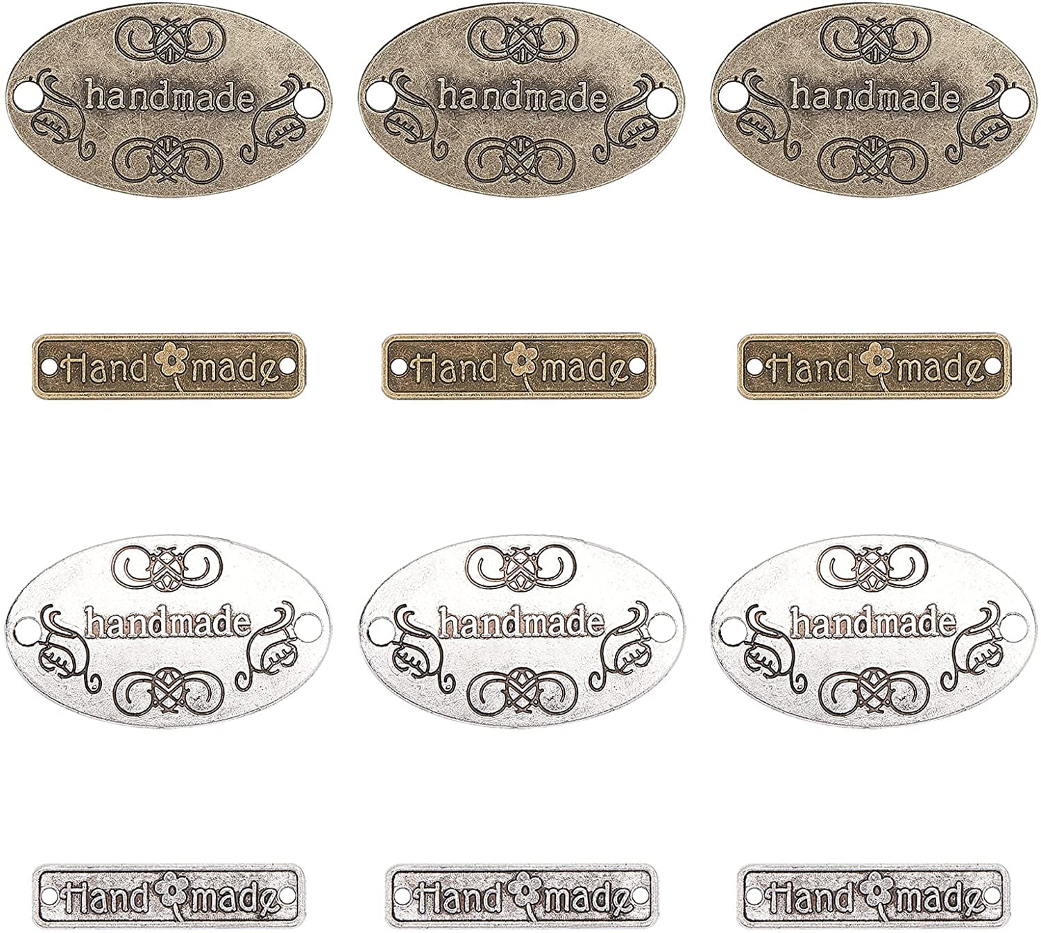 88pcs 2 Shapes Handmade Metal Tags Tibetan Alloy Handmade Labels ...